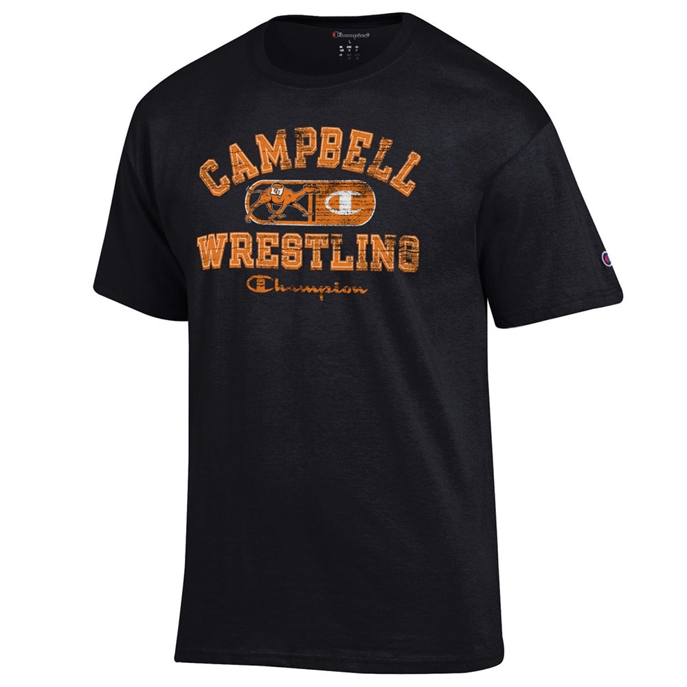 Campbell Camels Champion Wrestling T-Shirt - Shop Now! - Blue Chip ...
