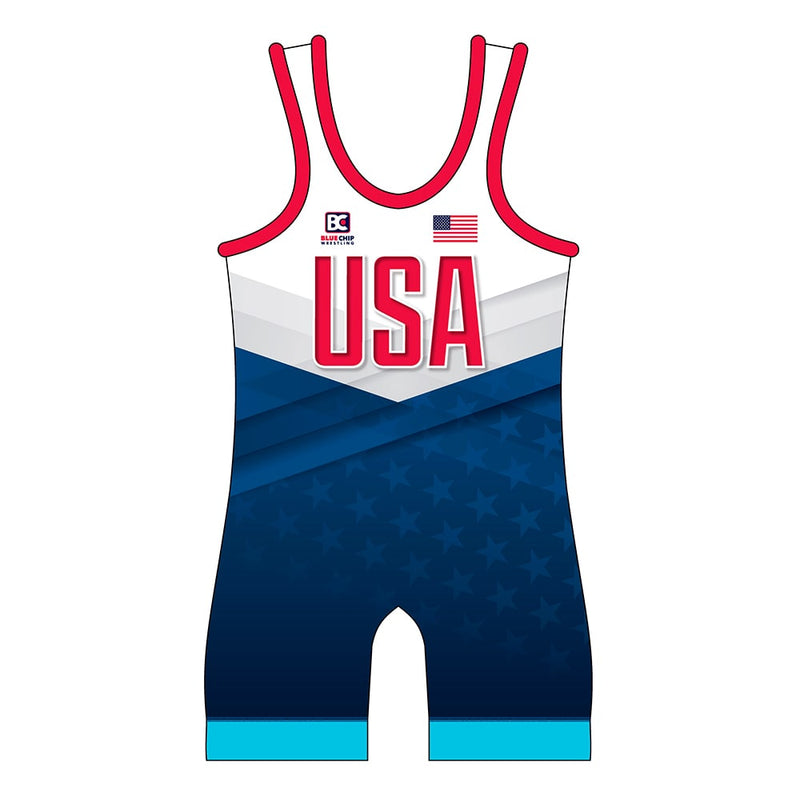 USA Strong Wrestling Singlet - Blue - Blue Chip Wrestling
