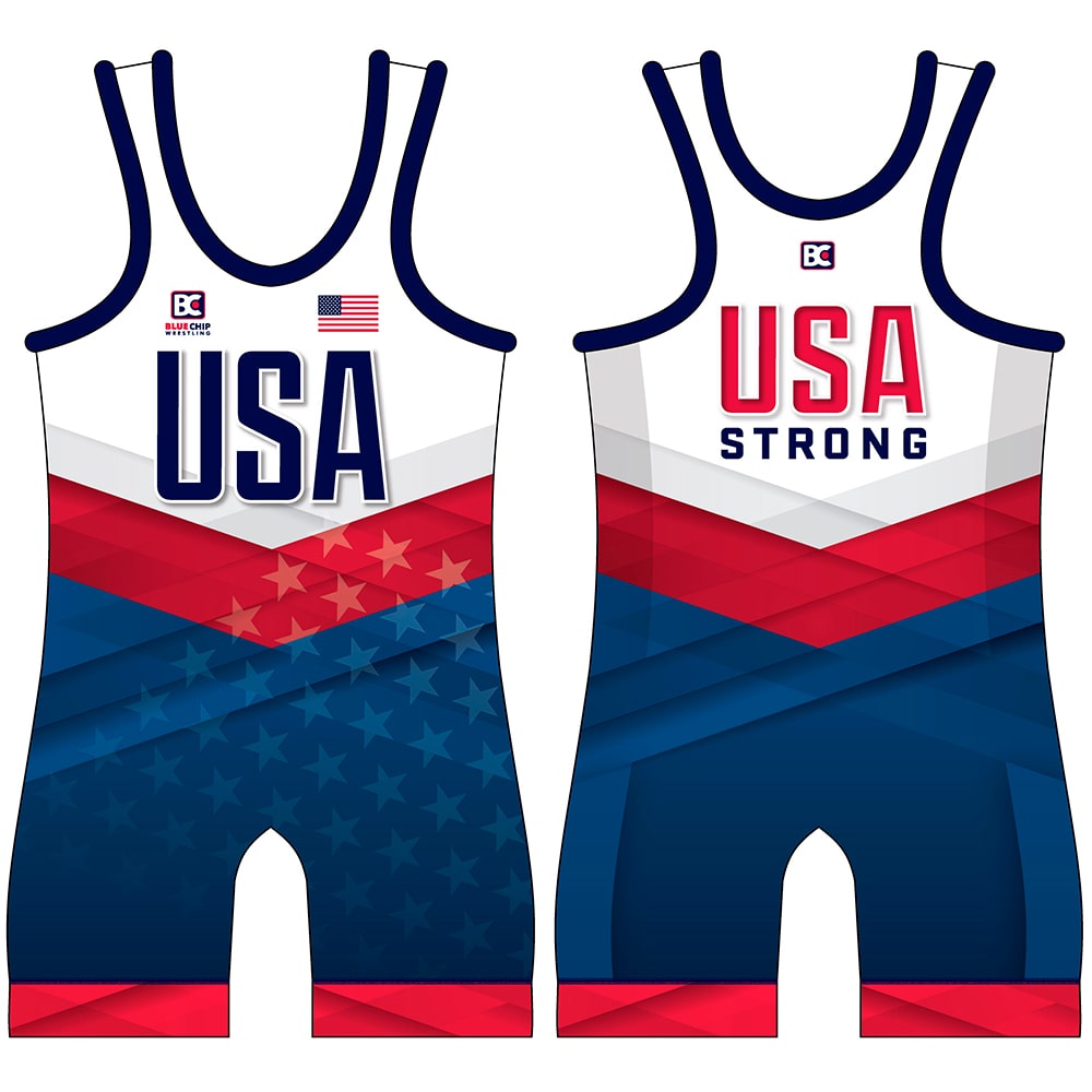 Patriotic USA Sublimated Wrestling Singlets - Blue Chip Wrestling