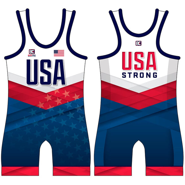 USA Strong Wrestling Singlet - Stars and Stripes - Blue Chip Wrestling
