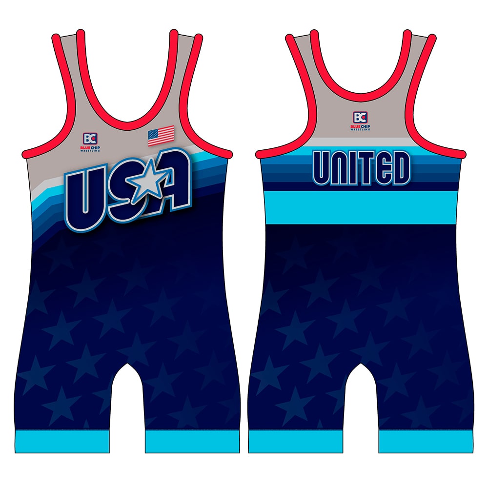 Patriotic USA Sublimated Wrestling Singlets - Blue Chip Wrestling