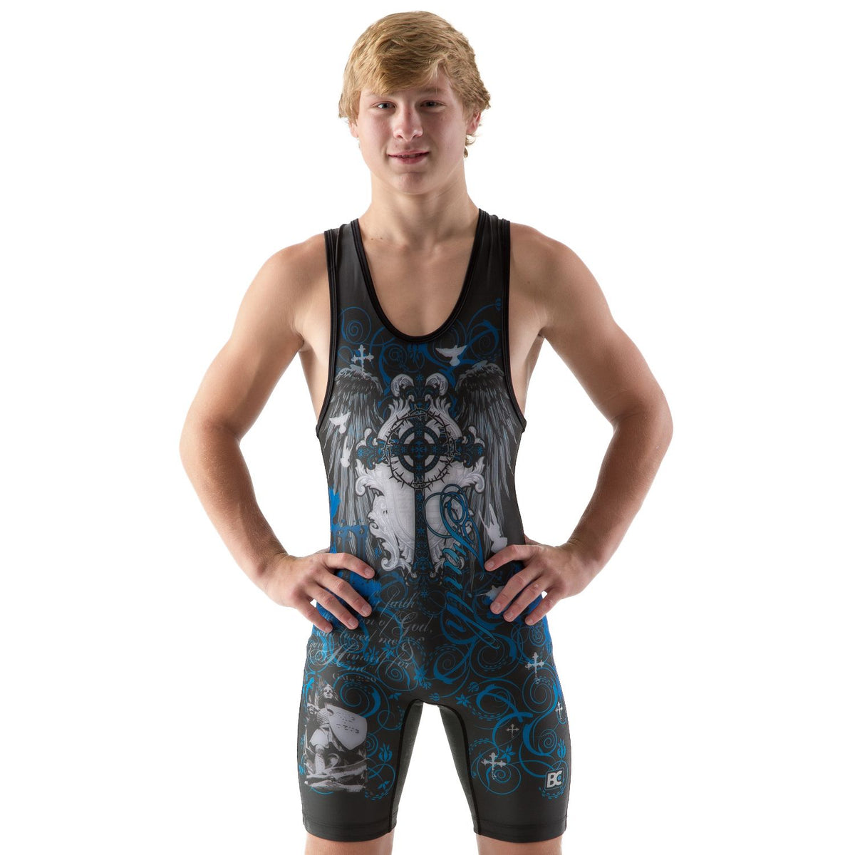 Blue Faith Sublimated Wrestling Singlet - Blue Chip Wrestling
